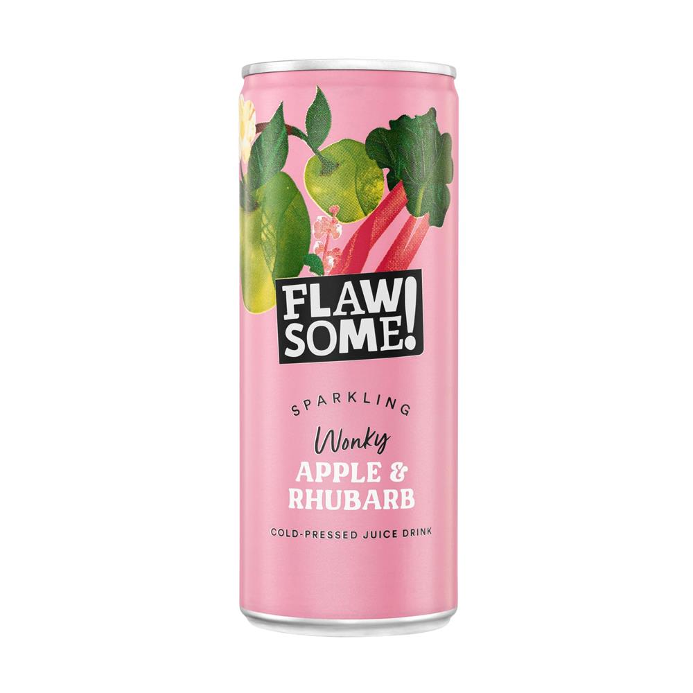 Flawsome! Apple & Rhubarb Lightly Sparkling Juice Can 250ml (Sold in m