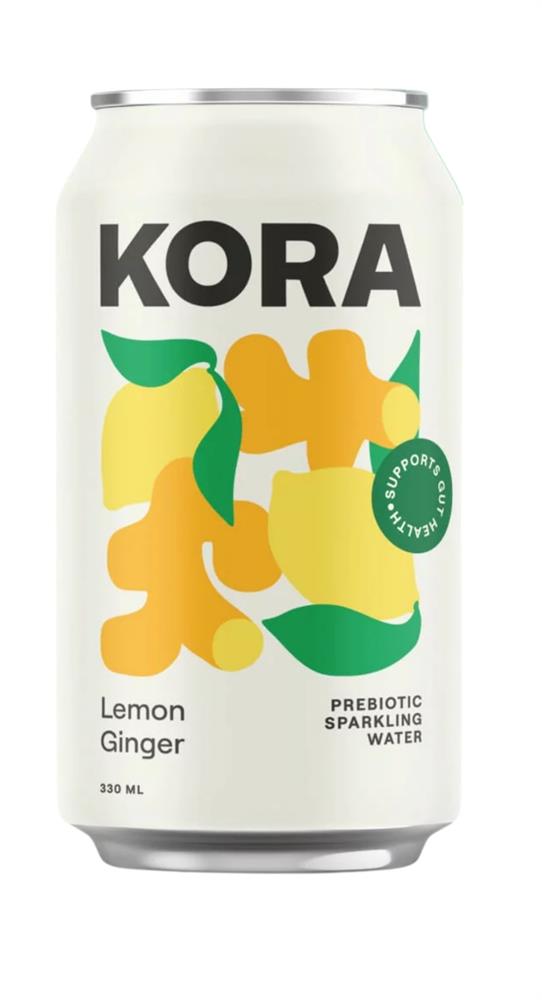 KORA Sparkling Probiotic & Prebiotic Lemon Ginger Drink 330ml (Sold in